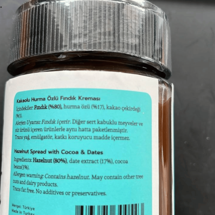 Şeker İlavesiz Kakaolu & Hurmalı Fındık Kreması - 320 gr | Gurmenin Yeri